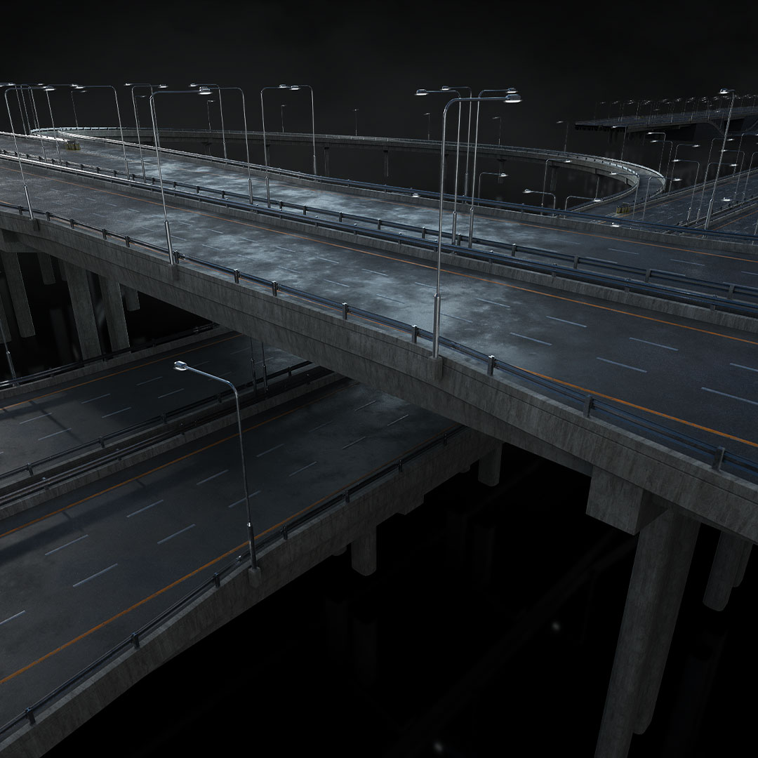 高速公路道路网路标指示牌设计3d模型素材 Kitbash3D - Props Highways