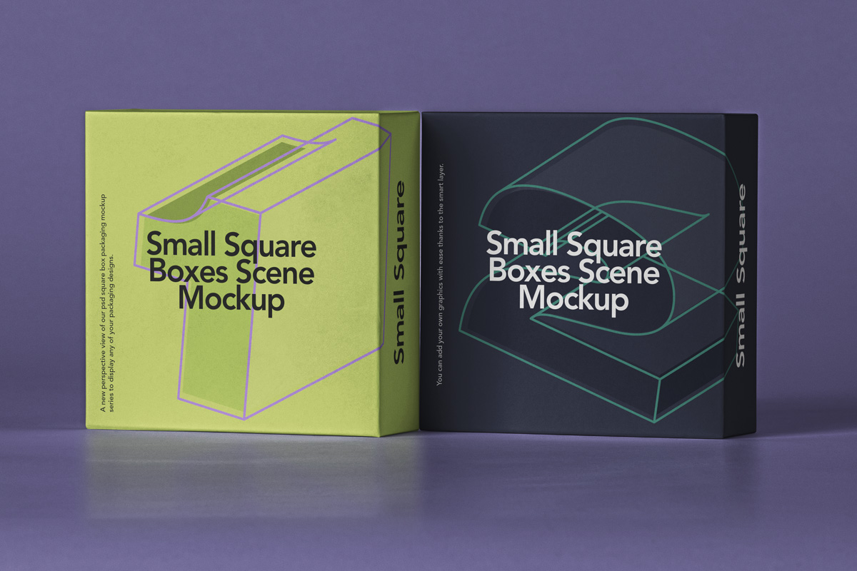 方形产品包装纸盒设计PSD样机合集 Small Psd Square Box Mockup Set