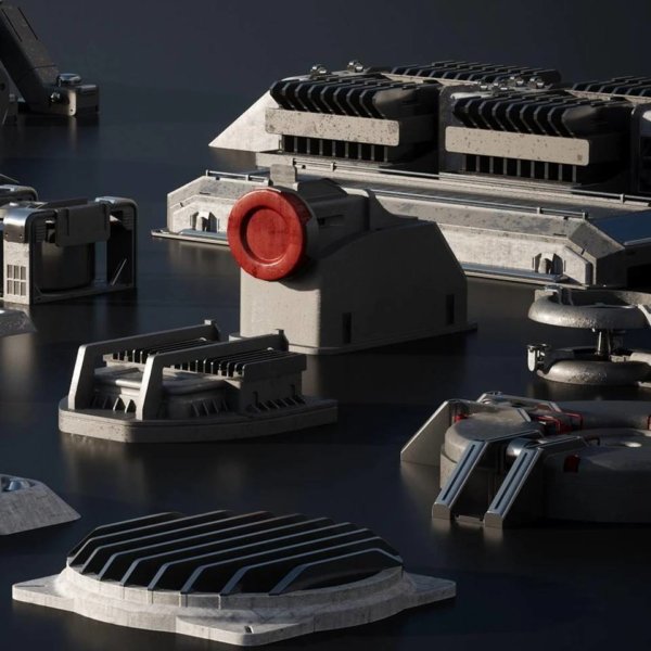 科幻电影管道电缆零部件3D模型设计素材 Kitbash3D - Props Greebles