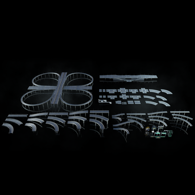 高速公路道路网路标指示牌设计3d模型素材 Kitbash3D - Props Highways