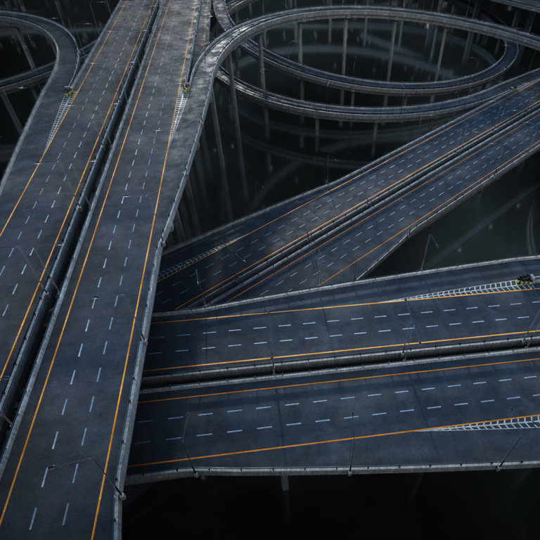 高速公路道路网路标指示牌设计3d模型素材 Kitbash3D - Props Highways