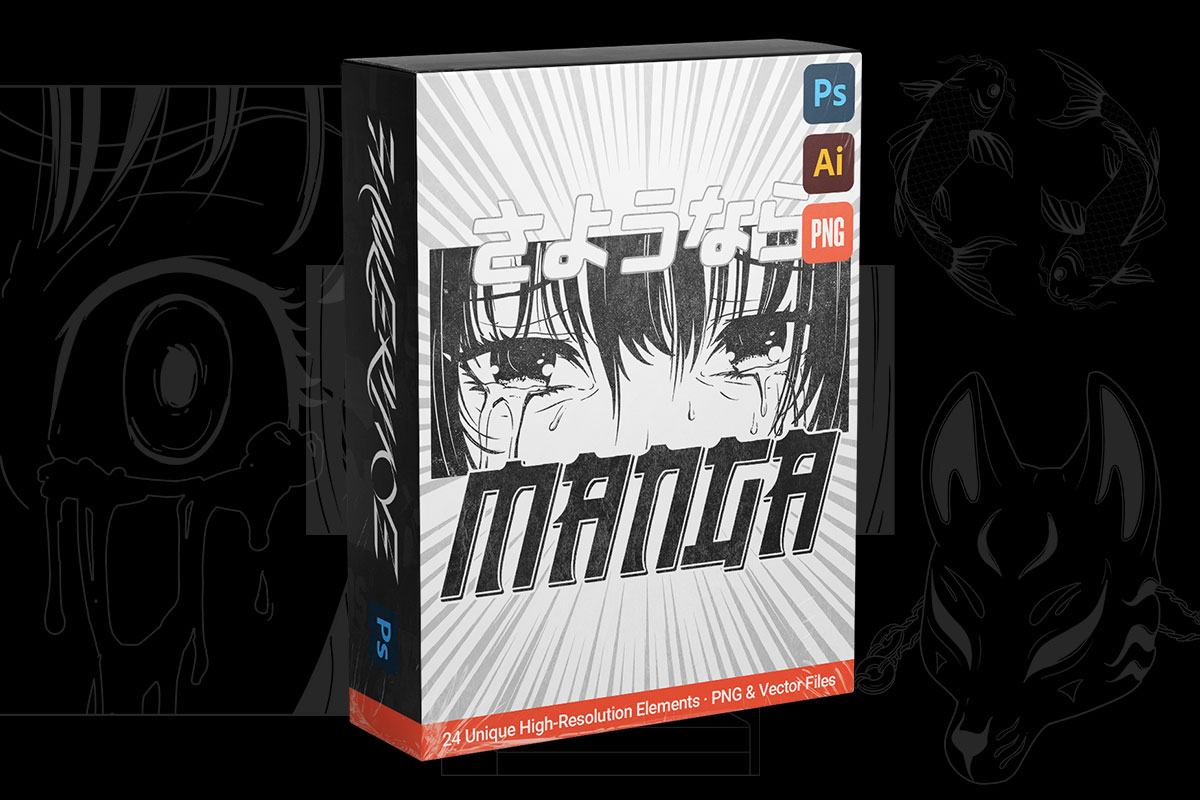 潮流复古嘻哈Y2K日式日本漫画元素实力图形设计素材 MANGA by Fullermoe