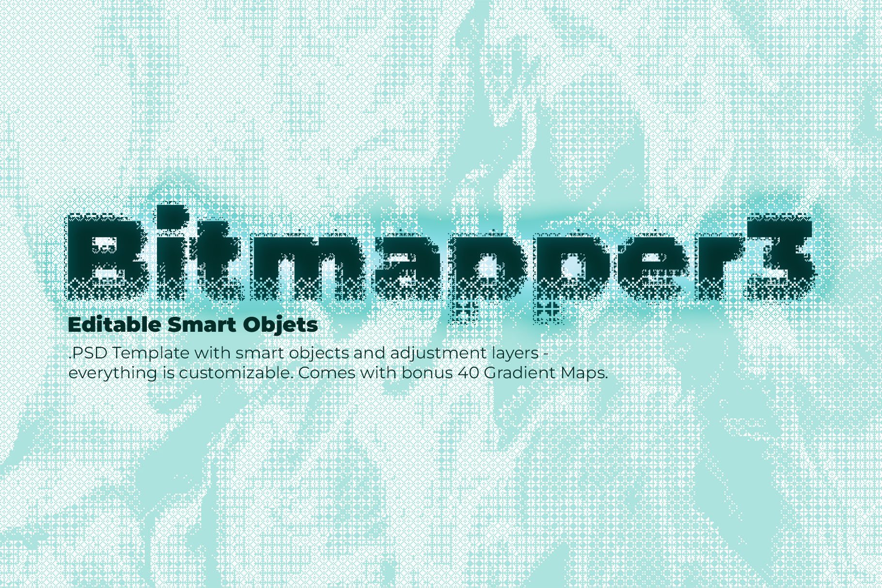 复古半调像素风老式屏幕显示效果照片处理特效psd样机模板 Bitmapper 3 - PSD Template