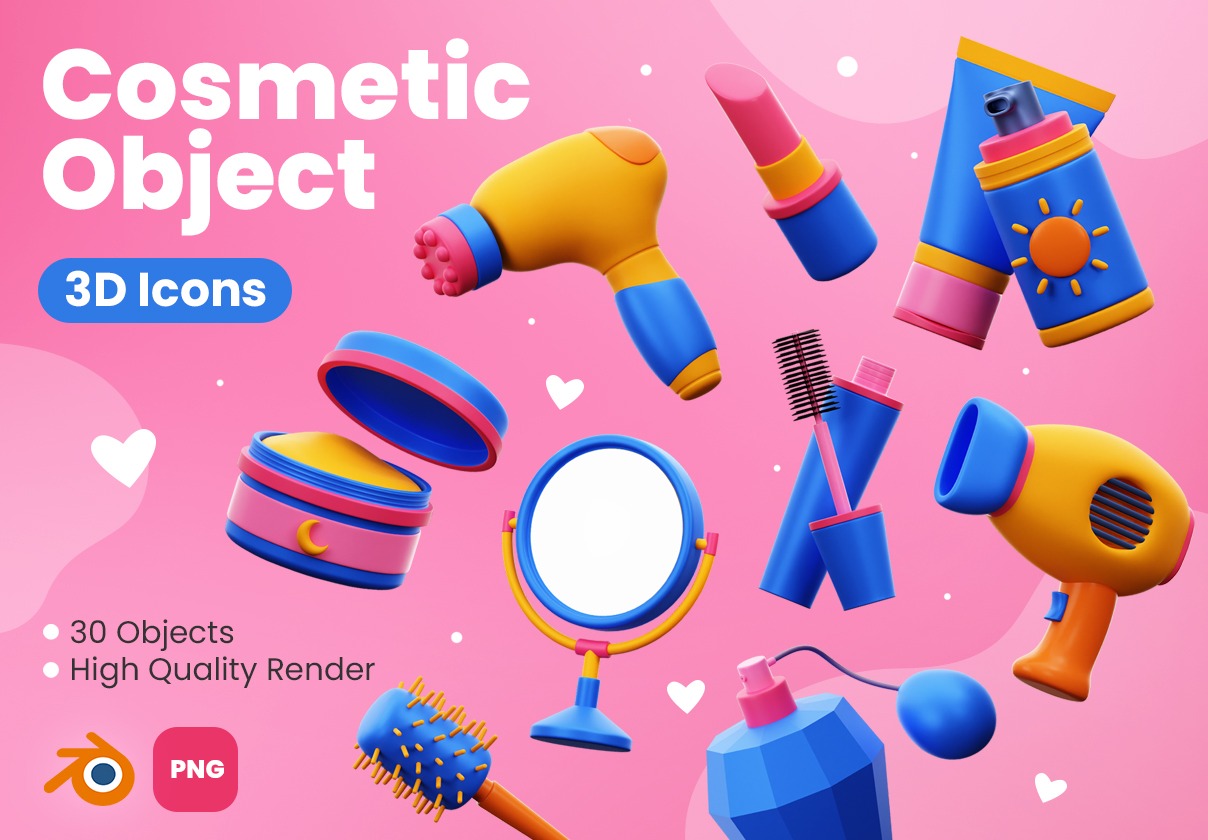 30款质感护肤化妆品美容3D图标icon设计素材 Cosmetic 3D Icons