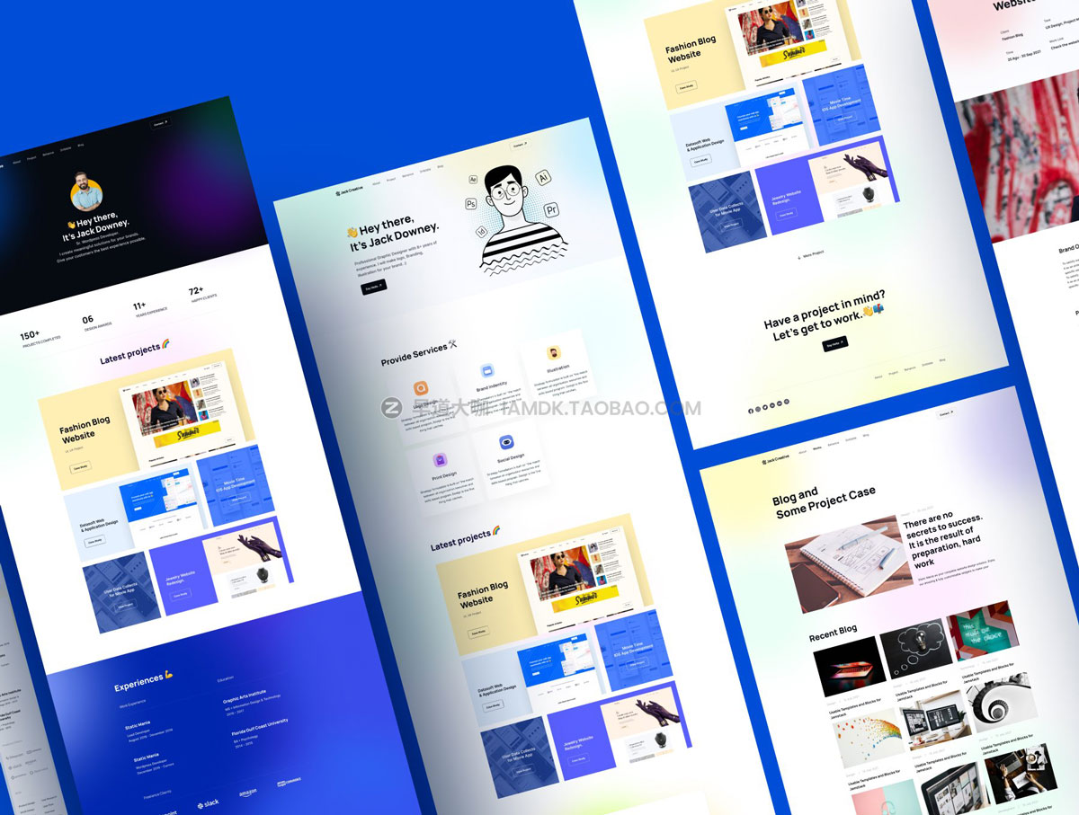 创意个人设计师作品集展示网站界面设计HTML源码模板素材 JackCreative: Personal Portfolio Website Template