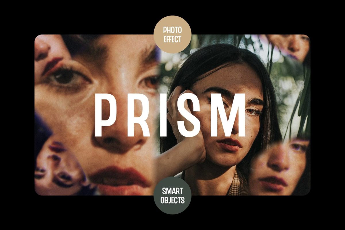 潮流迷幻棱镜反射失真玻璃破碎效果照片修图特效PS样机模板 Prisma Photo Effect