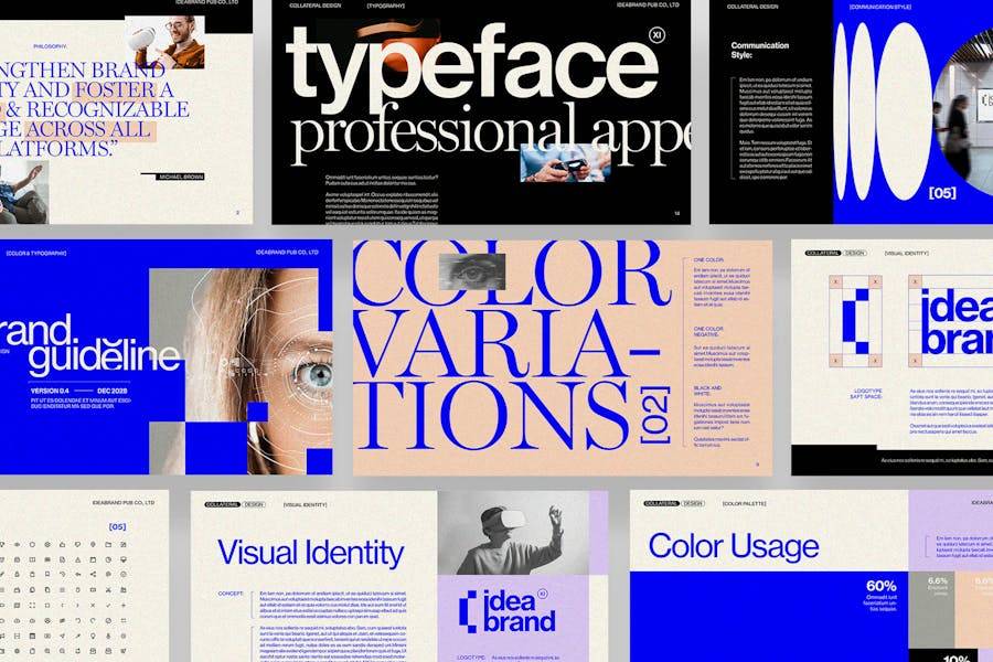 现代简约横向品牌VI使用规范指南手册设计PPT&INDD模板源文件 Brand Guideline Presentation Layout