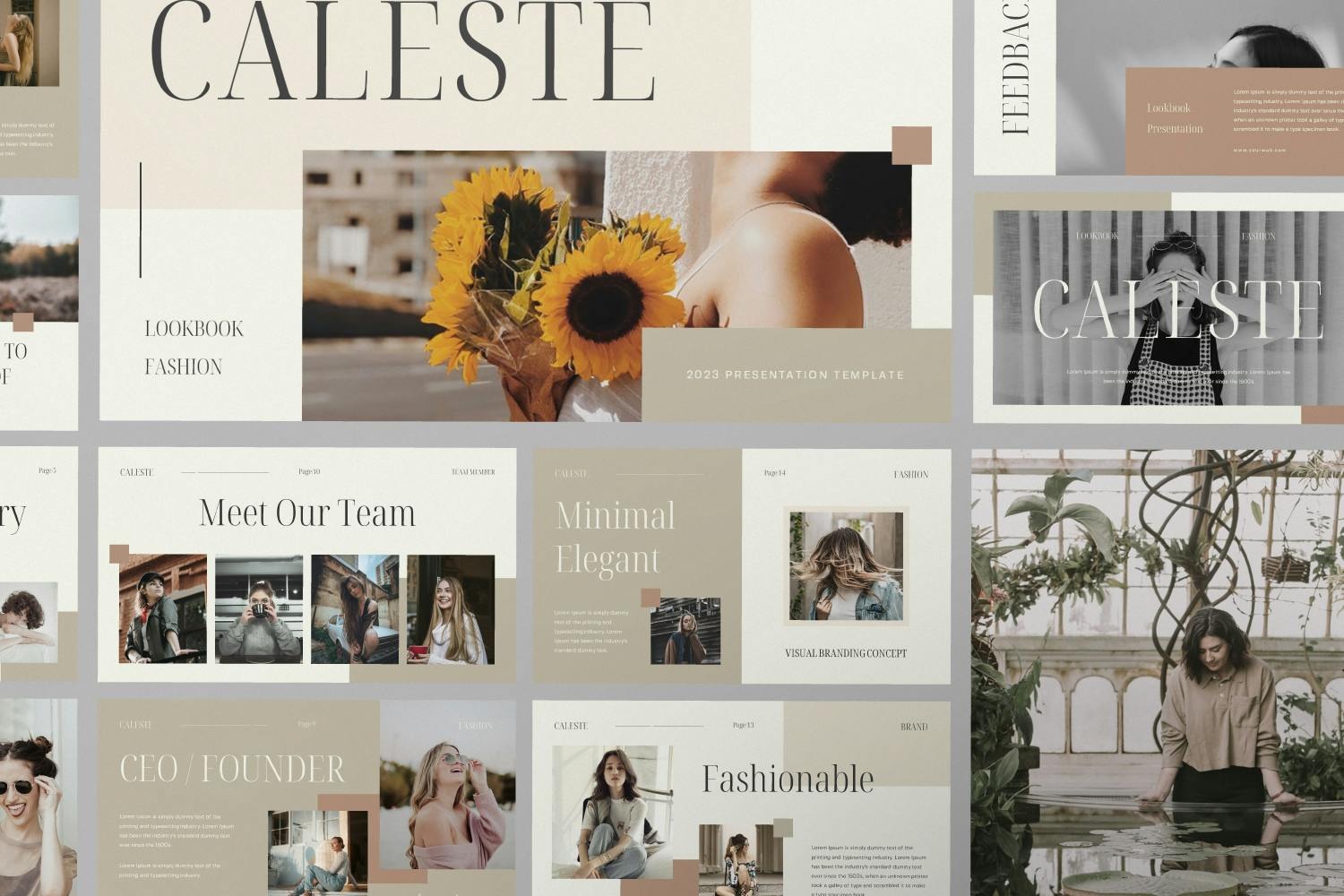 现代时尚品牌外观手册设计师作品集演示文稿设计Keynote模板 Caleste Keynote Presentation