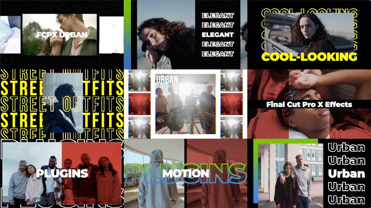 Fcpx插件 9组创意电视节目开场白预告片宣传片动画特效 Urban Look FX V3 | FCP Effects