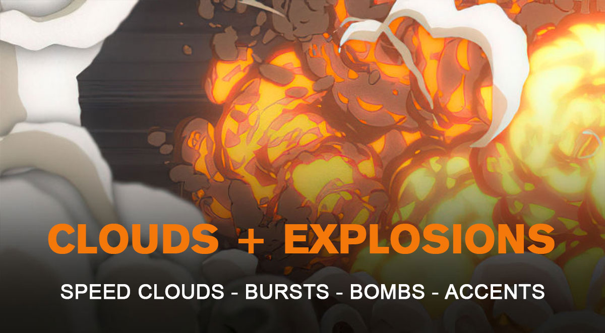 48组卡通动漫爆炸烟雾特效视频叠层4K素材 Production Crate - Toon Clouds and Explosions 4K VFX Items