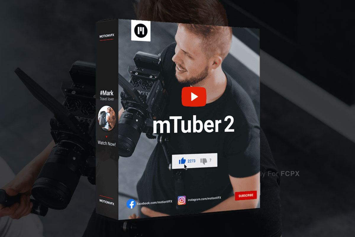 FCPX插件 61组网络社交媒体视频排版订阅关注logo头像预设包 MotionVFX – mTuber 2
