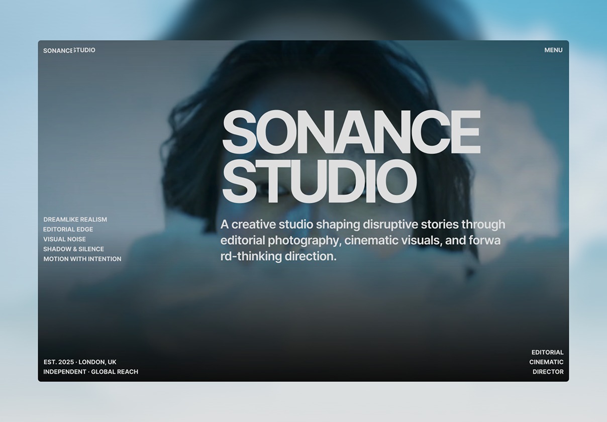 创意视觉冲击摄影设计作品集网站ui界面布局figma/framer模板素材 SONANCE STUDIO