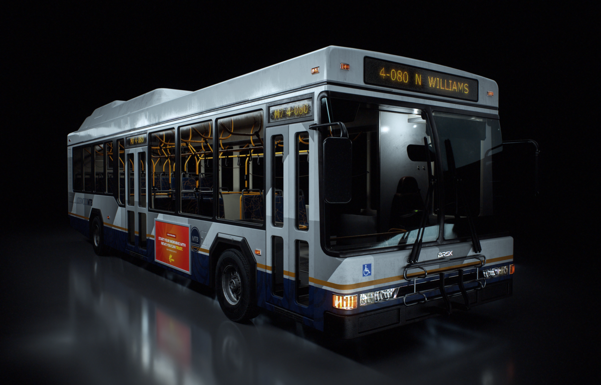 Blender逼真城市公交车3D模型资产素材 KitBash3D - City Bus 3D Model