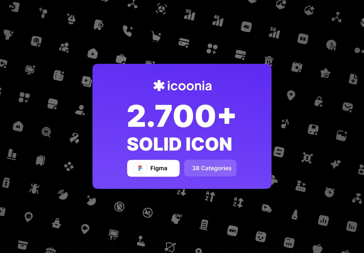 2700+款多种分类UI界面设计矢量图标Icons设计Figma格式素材 Icoonia - 2.700+ Vector Icon Solid Style