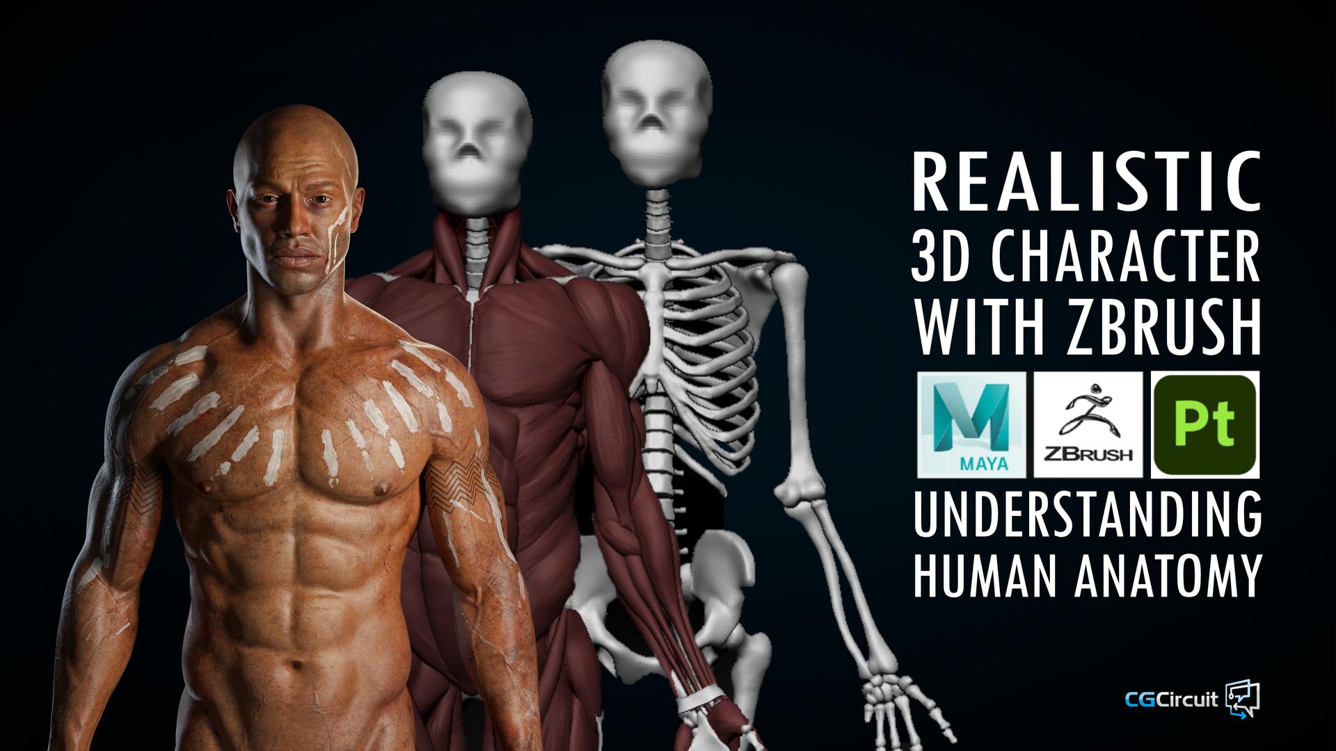 [独家AI翻译] ZBrush+Maya+SP人物角色身体建模UV贴图教程 中文字幕 CGCircuit – Realistic 3D ...