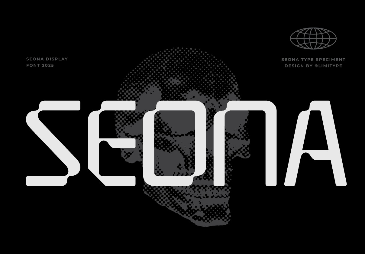 现代未来派杂志海报徽标设计无衬线英文字体安装包 Seona