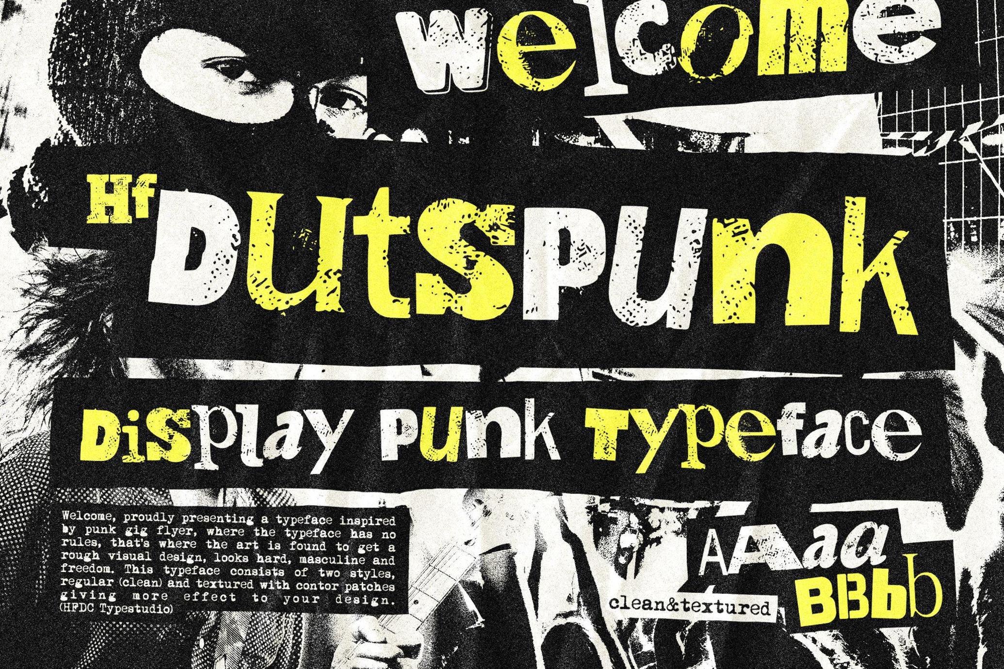 时尚朋克风海报服饰品牌徽标设计装饰英文字体安装包 HF Dutspunk – Bold Grunge Display Typeface