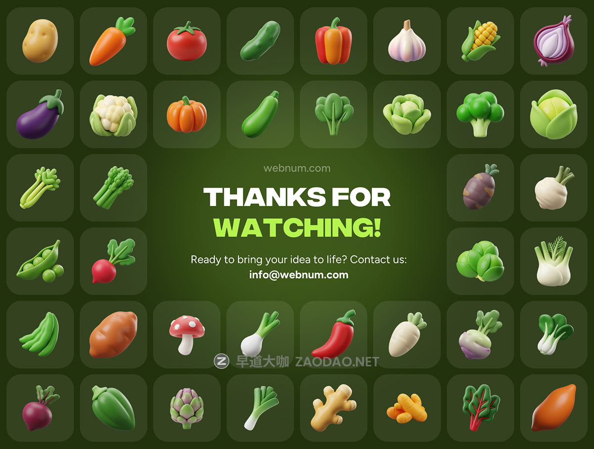 50款高级质感蔬菜食物3D插图图标icons设计png免抠图素材 Premium Vegetable 3D icons